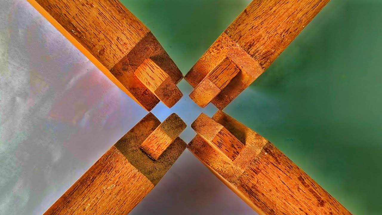 Crossed four wood connection technique / Amazing Japanese woodworking ...