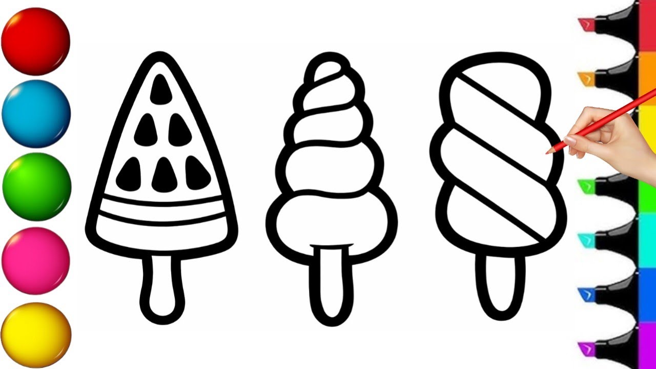 How to Draw and Color Ice Cream | Easy Ice Cream Drawing for Kids - YouTube