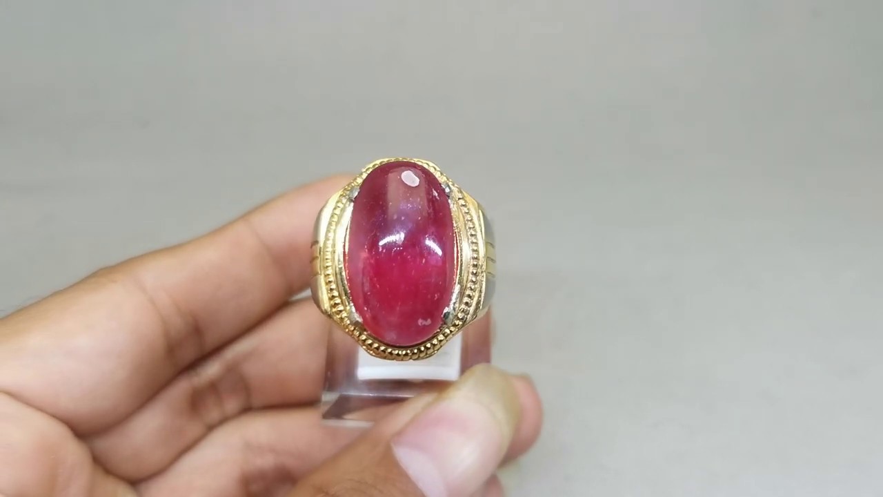 Batu Akik Merah Ruby Delima Lonjong Pandan Asli Kode 2040 - YouTube