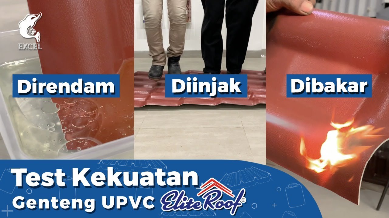 Test kekuatan atap upvc Eliteroof | atap upvc model genteng tanah liat ...