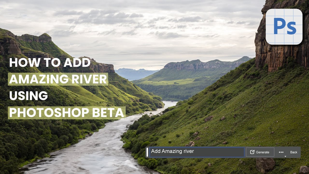 How to add Amazing river using Photoshop Beta? Generative Fill - YouTube
