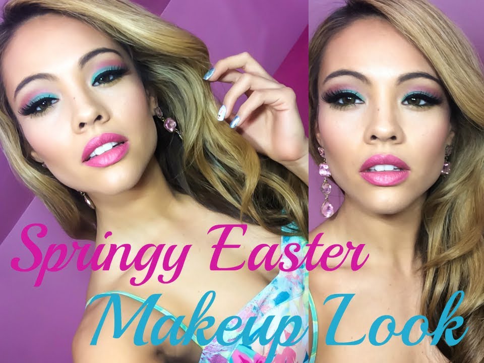 Spring Easter Mint Pink Makeup Tutorial - YouTube