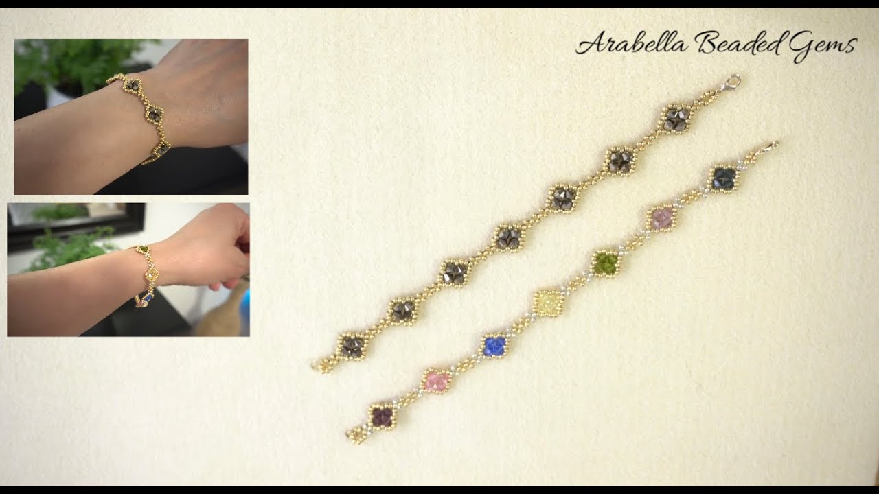 How to Make a Four-Leaf Clover Beaded Bracelet with Bicone Crystals and ...