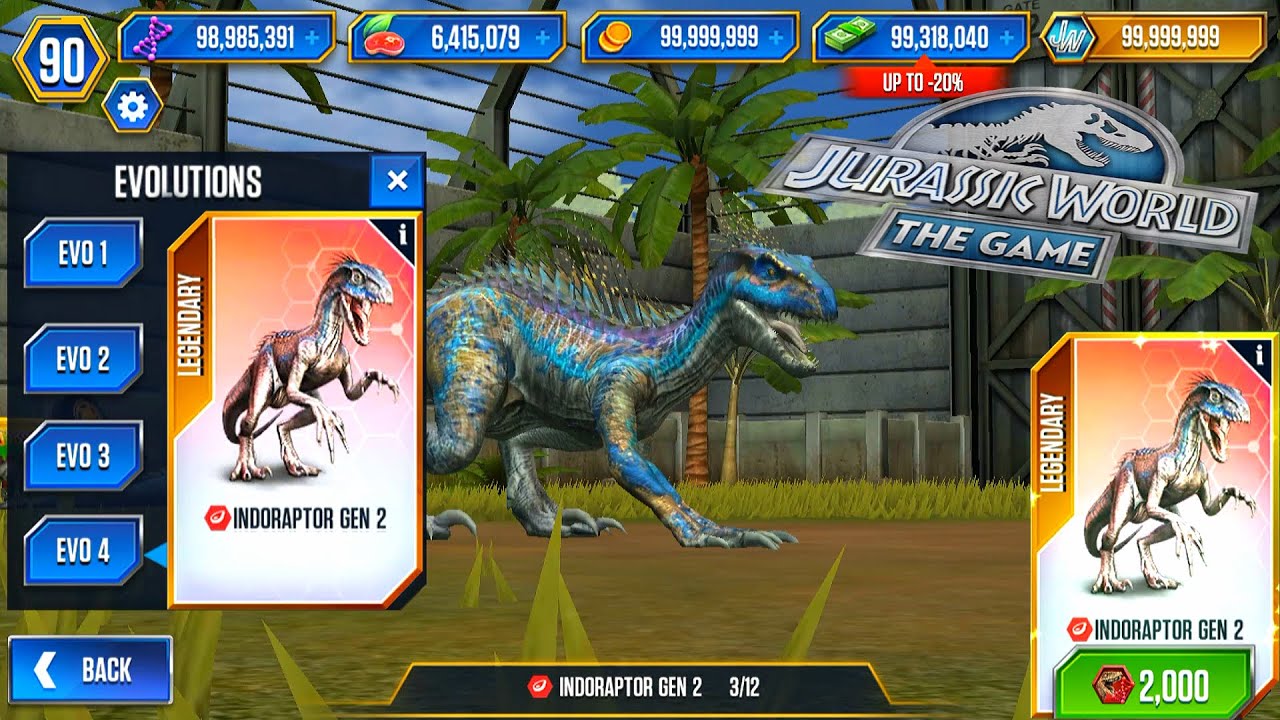NEW INDORAPTOR GEN 2 MAX LV 40 FULL X3 FEEDING | JURASSIC WORLD THE ...