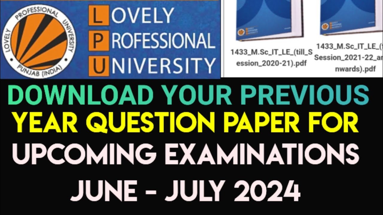 Previous year question paper download process Lpu University Punjab ...