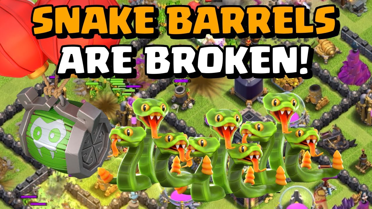 SNAKE BARRELS ARE UNSTOPPABLE AT TH8! | F2P Day 34 | Town Hall 8 ...