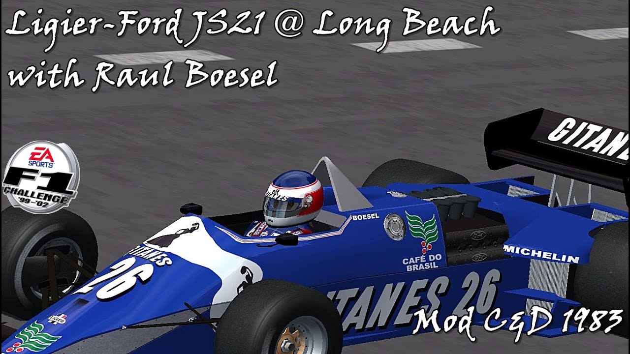 [F1C] Ligier-Ford JS21 @ Long Beach with Raul Boesel (Mod C&D 1983) [HD ...