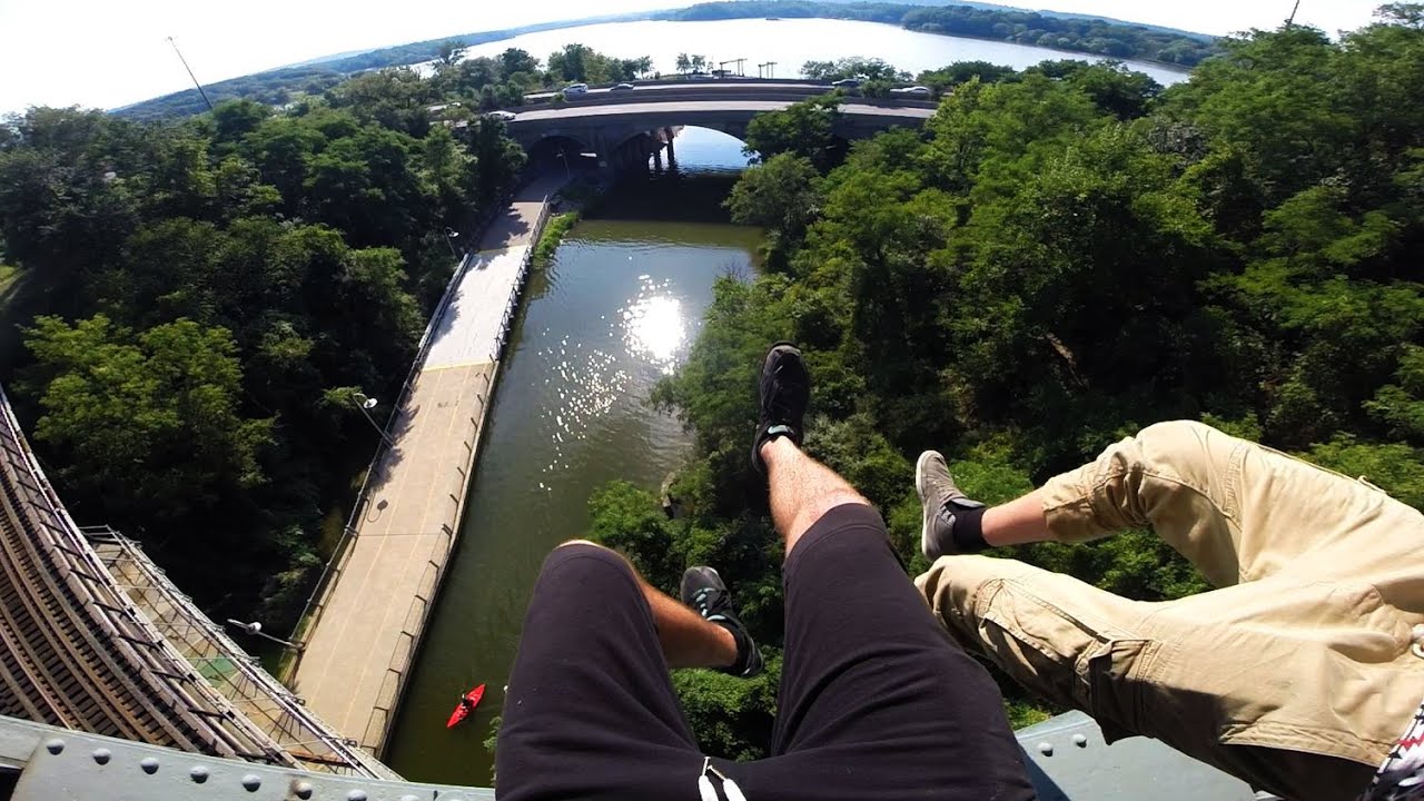 100ft Bridge Free Climb POV - YouTube