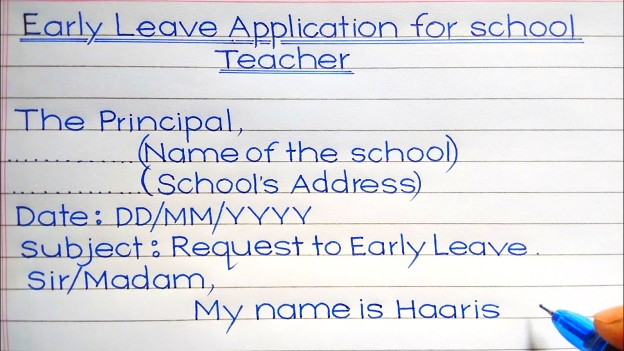 Early Leave Application for School Teacher - YouTube