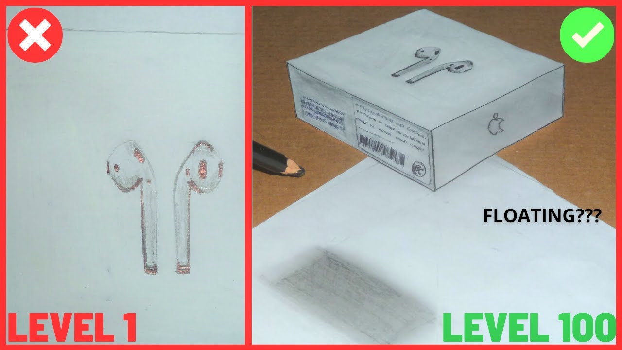 HOW TO DRAW APPLE AIRPODS |3D Art on Paper Easy Airpod Trick - YouTube