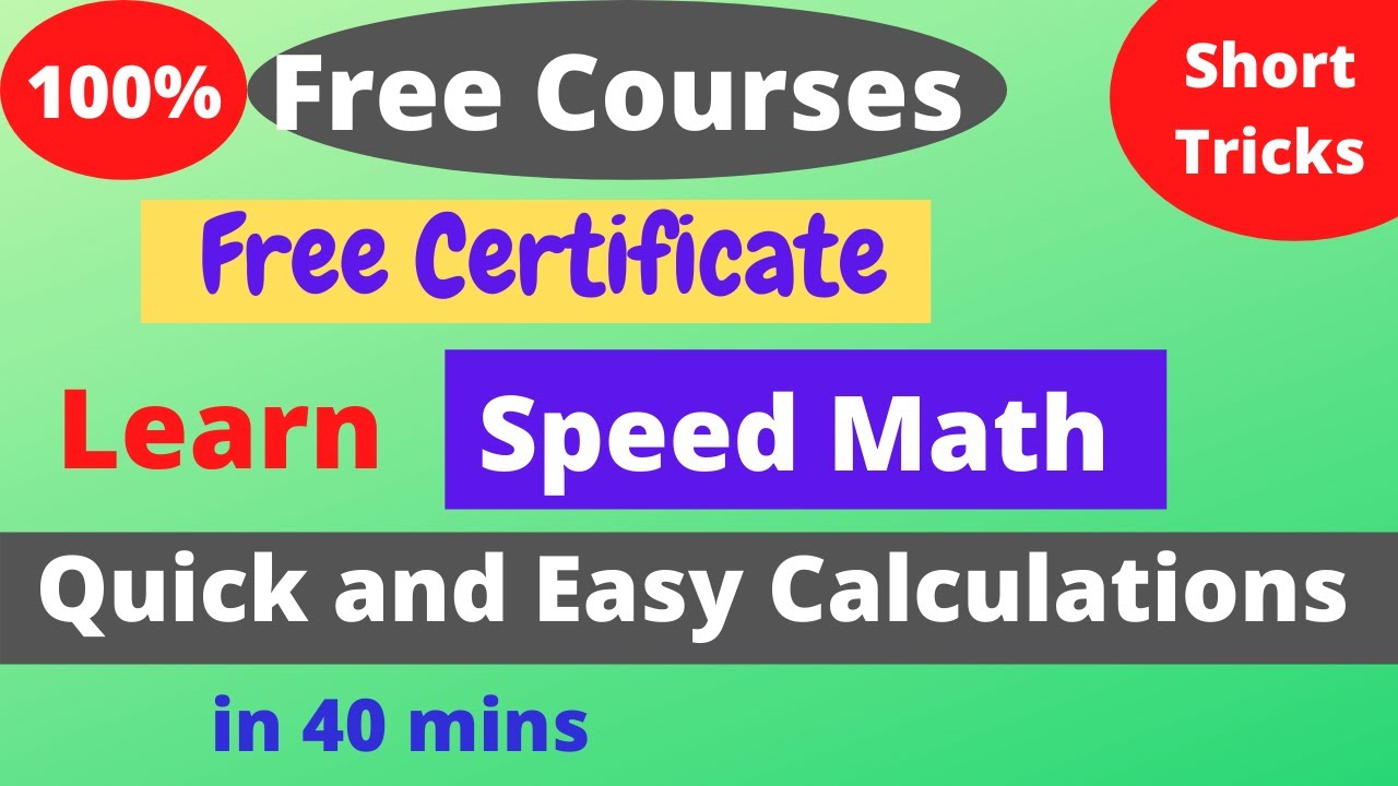 Top Free Online Courses with Certificates Part 26 Learn Speed Maths ...