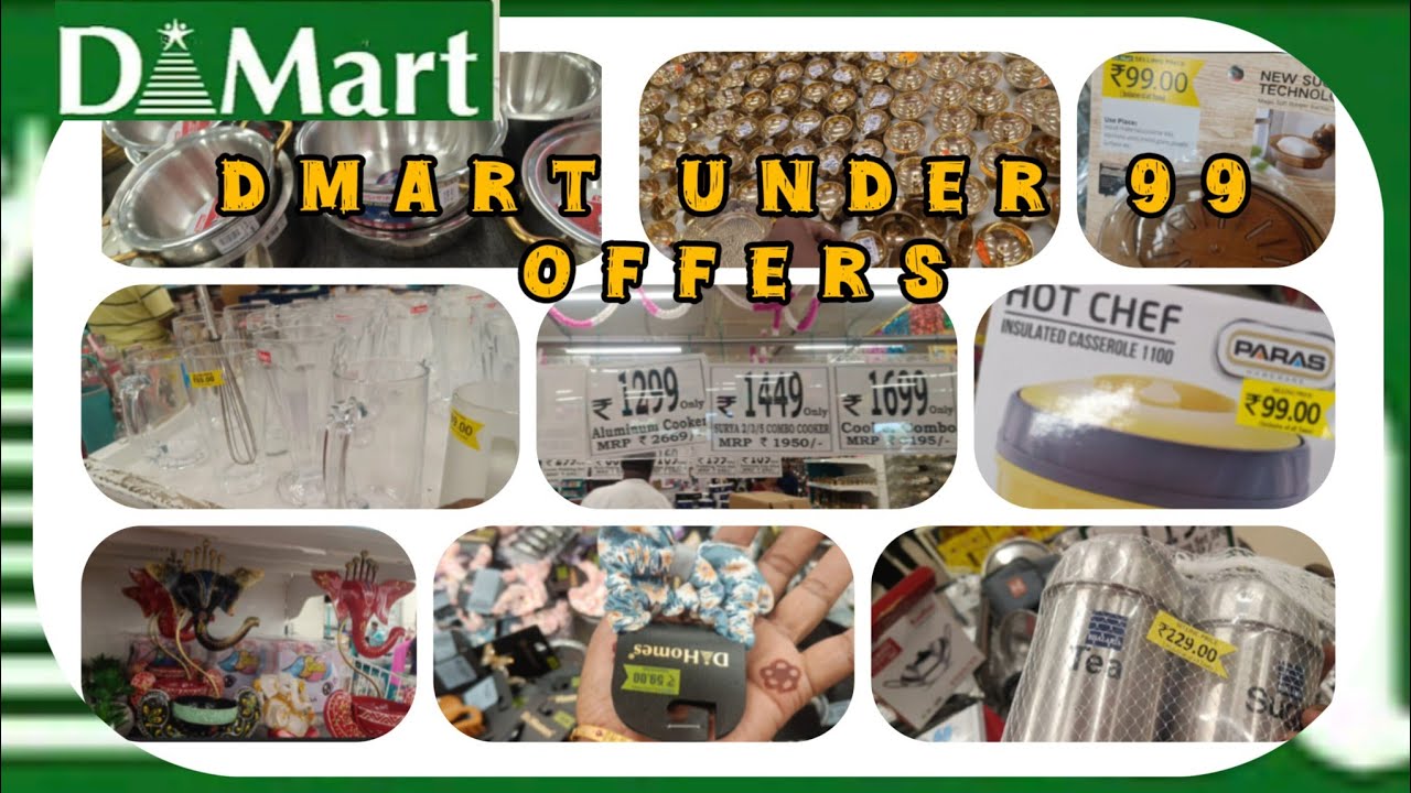 Dmart under 99 rs products offers | Kitchen and household things offers in dmart - YouTube