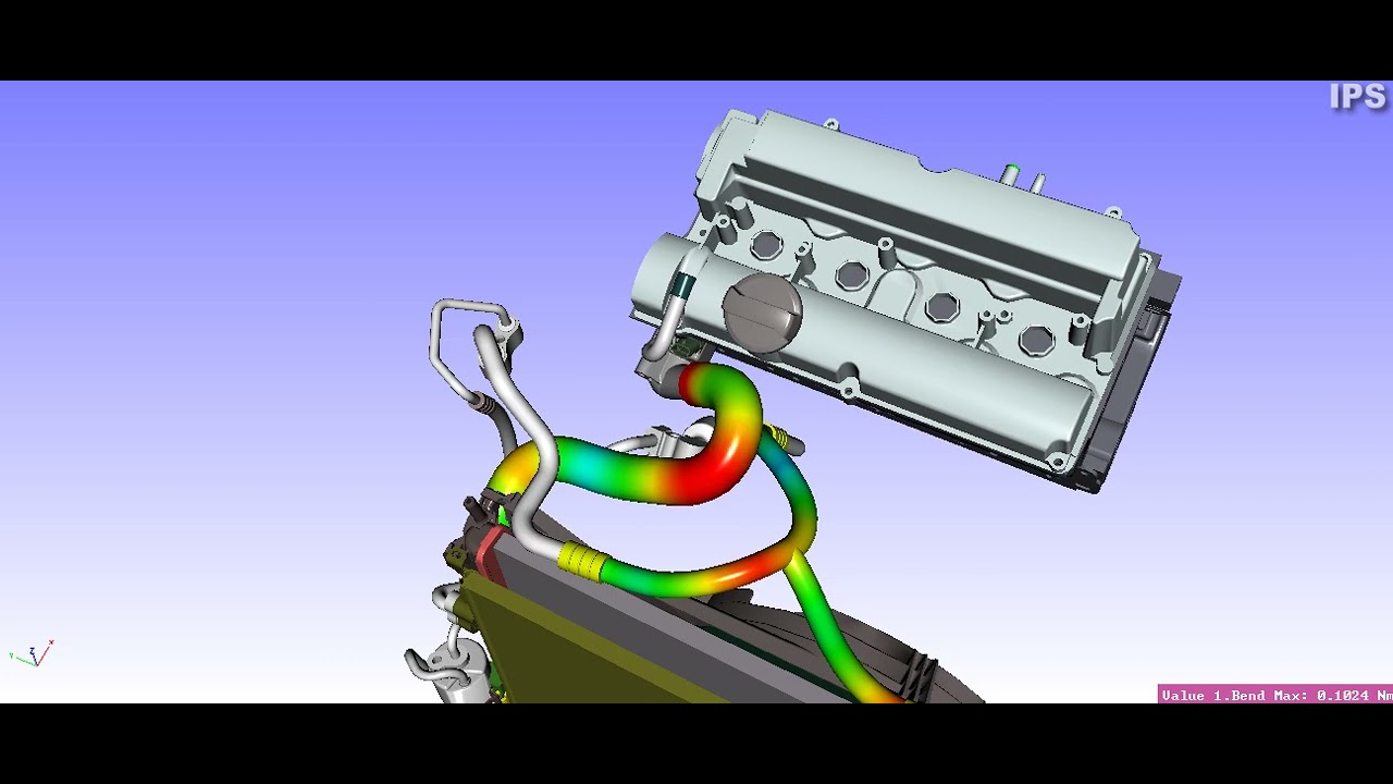 エンジン振動による冷却ホースの挙動解析 - IPS Cable Simulation - YouTube