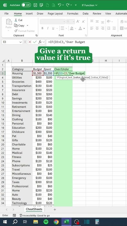 If Function In Excel‼️ Excel Exceltricks Shorts Shortvideo