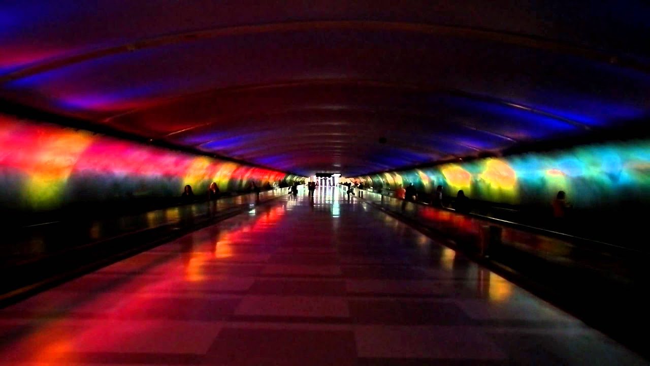 Detroit Airport lightning tunnel - YouTube