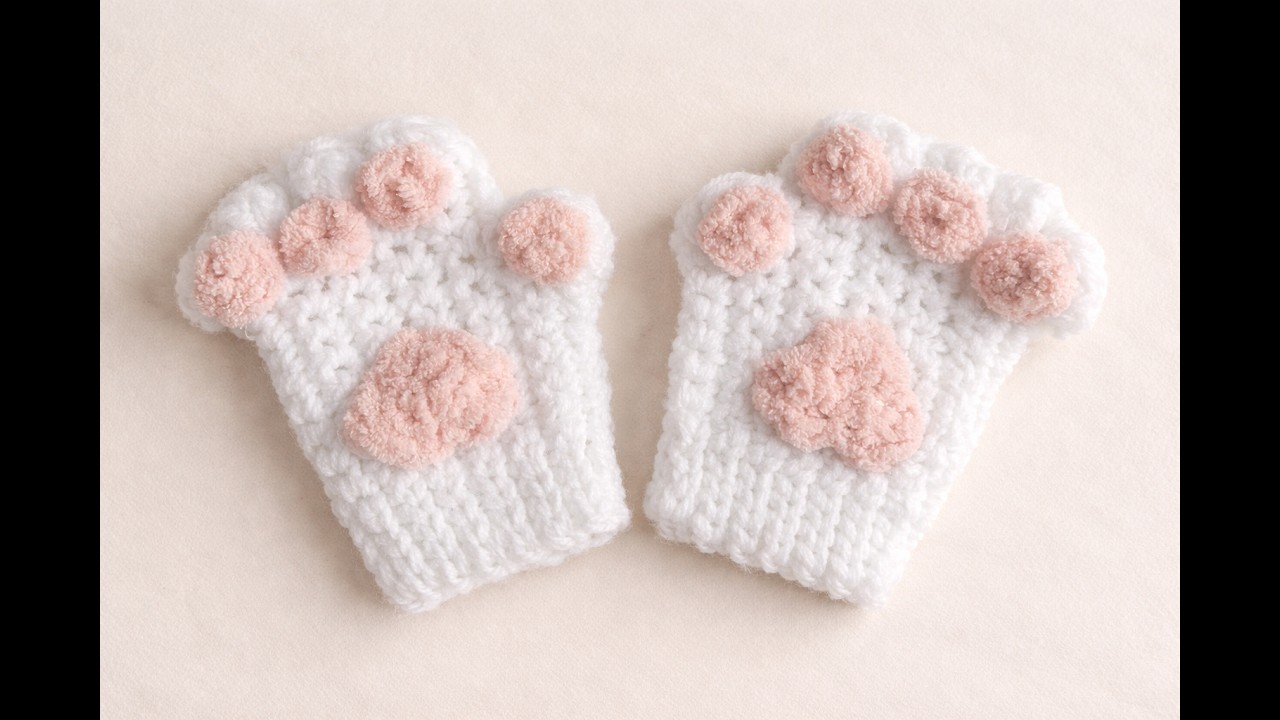 How to Crochet Cat Paw Fingerless Mittens | Step-by-Step Tutorial for ...
