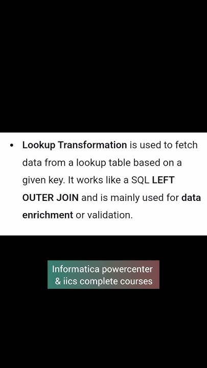 Joiner & lookup difference? #Informatica #shorts #ytshorts - YouTube