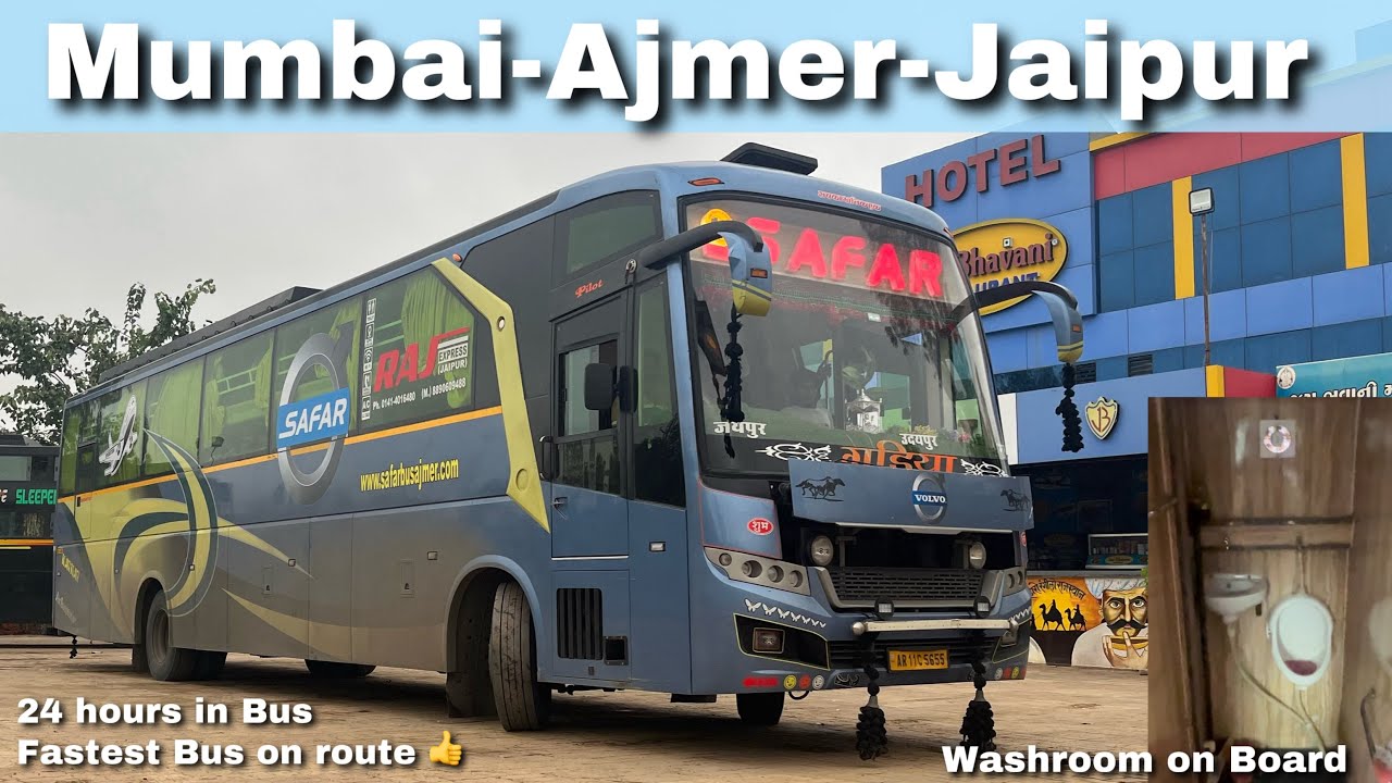 Mumbai to Jaipur in Safar Bus Ac Sleeper with Washroom I सब से कम समय ...