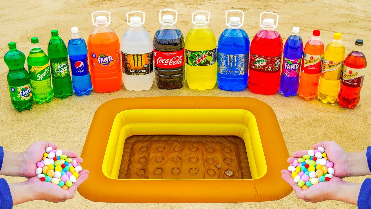 Experiment: Big Monster Bottle, Coca Cola, Mtn Dew, Fanta, Mirinda and ...