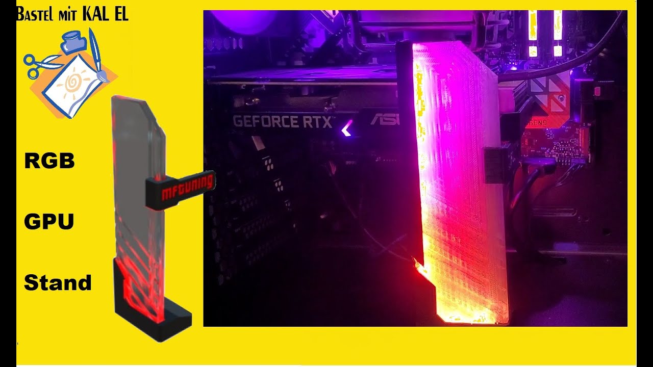 RGB GPU Stand 3D Printed / Grafikkarten Halter - YouTube