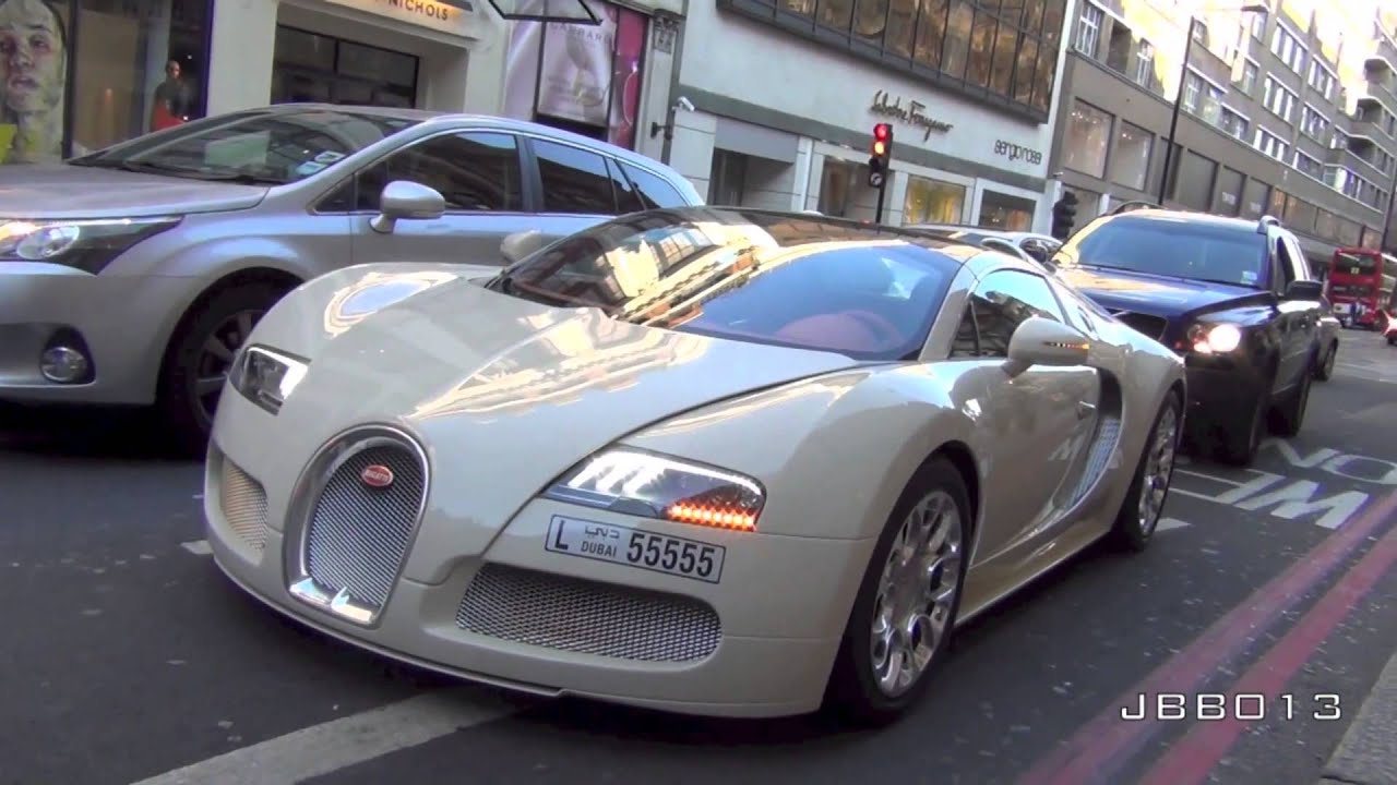Cream Bugatti Veyron Grand Sport Driving on the Road in London - YouTube