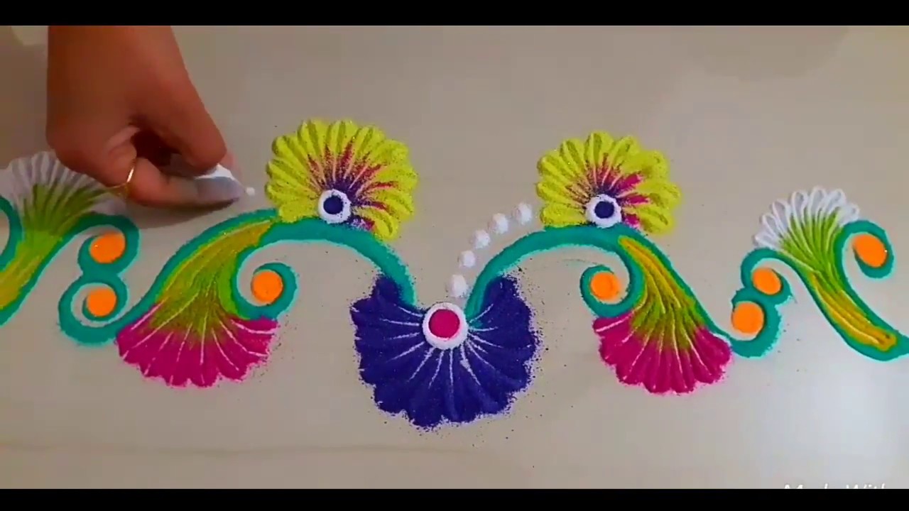 Quick and beautiful border rangoli design | easy border rangoli by ...