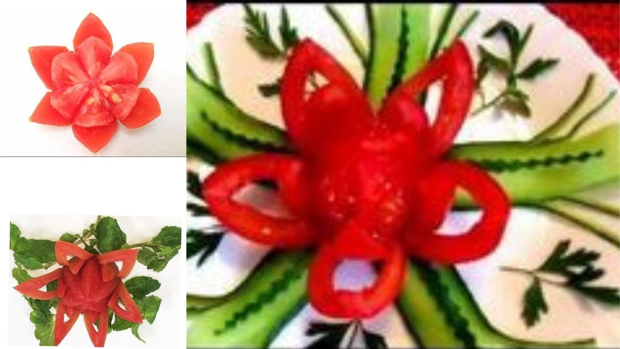 tomatoes flowers design/onion flowers design - YouTube