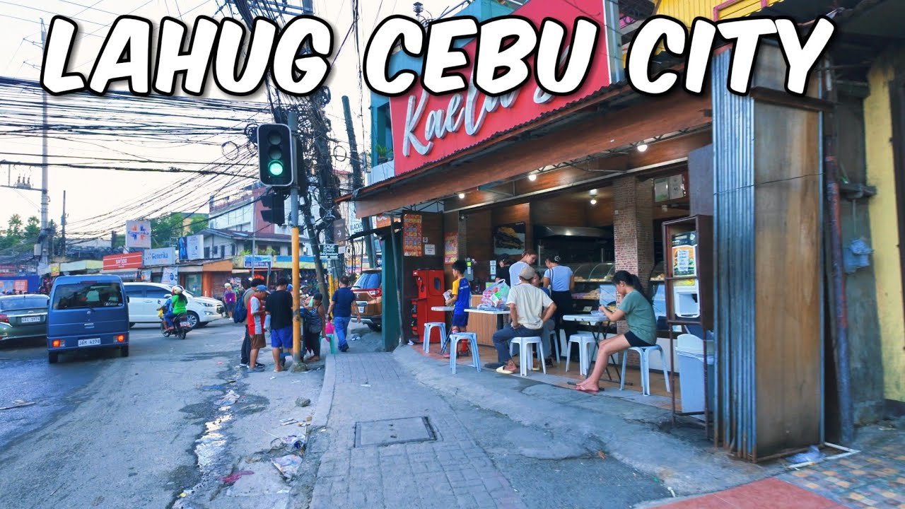 Lahug Cebu City. View along the road in the afternoon. Walking tour ...