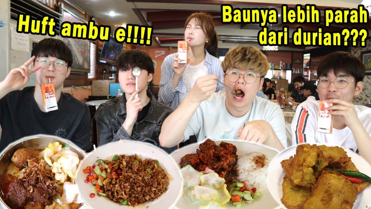 REAKSI ORANG KOREA MENCOBA MAKAN NASI GORENG PETE, LONTONG SAYUR, BEBEK ...