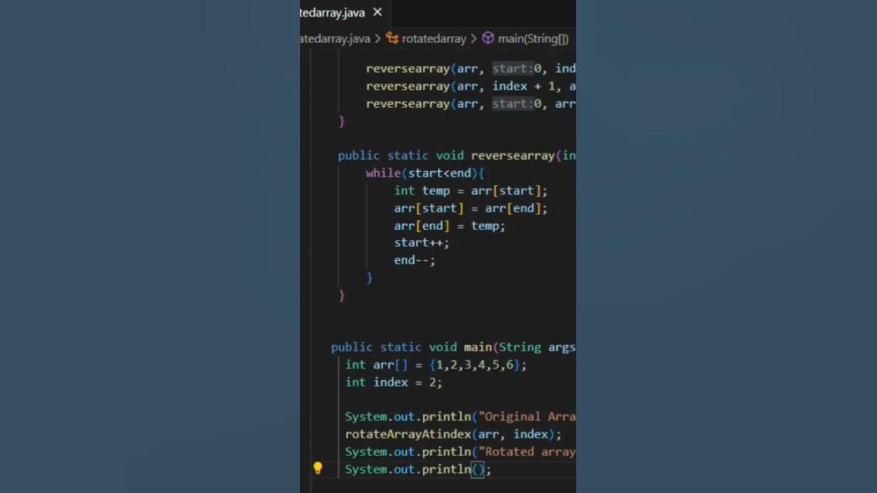 Rotate Array In Java 🤔🤔java Coding Rotatearray Youtube