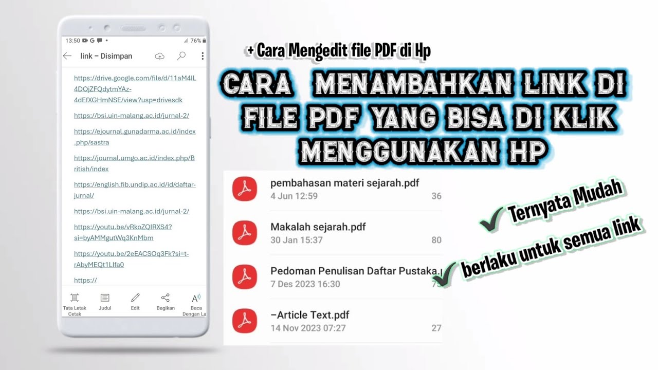 CARA MENAMBAHKAN LINK DI FILE PDF YANG BISA DIKLIK MENGGUNAKAN HP ...