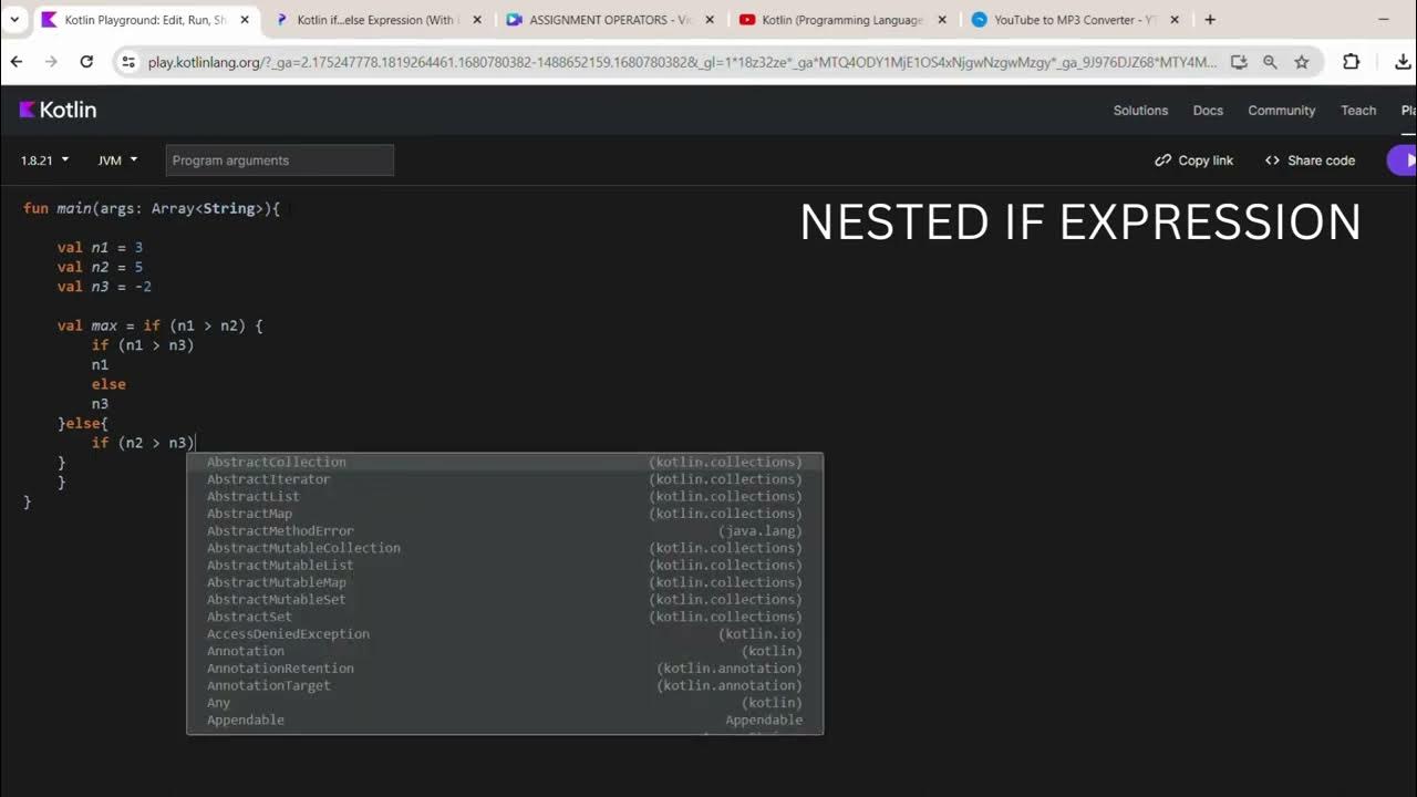 Kotlin (Programming Language) Project 23: 'Nested If Expression' Created by Trishanth Kumar ...