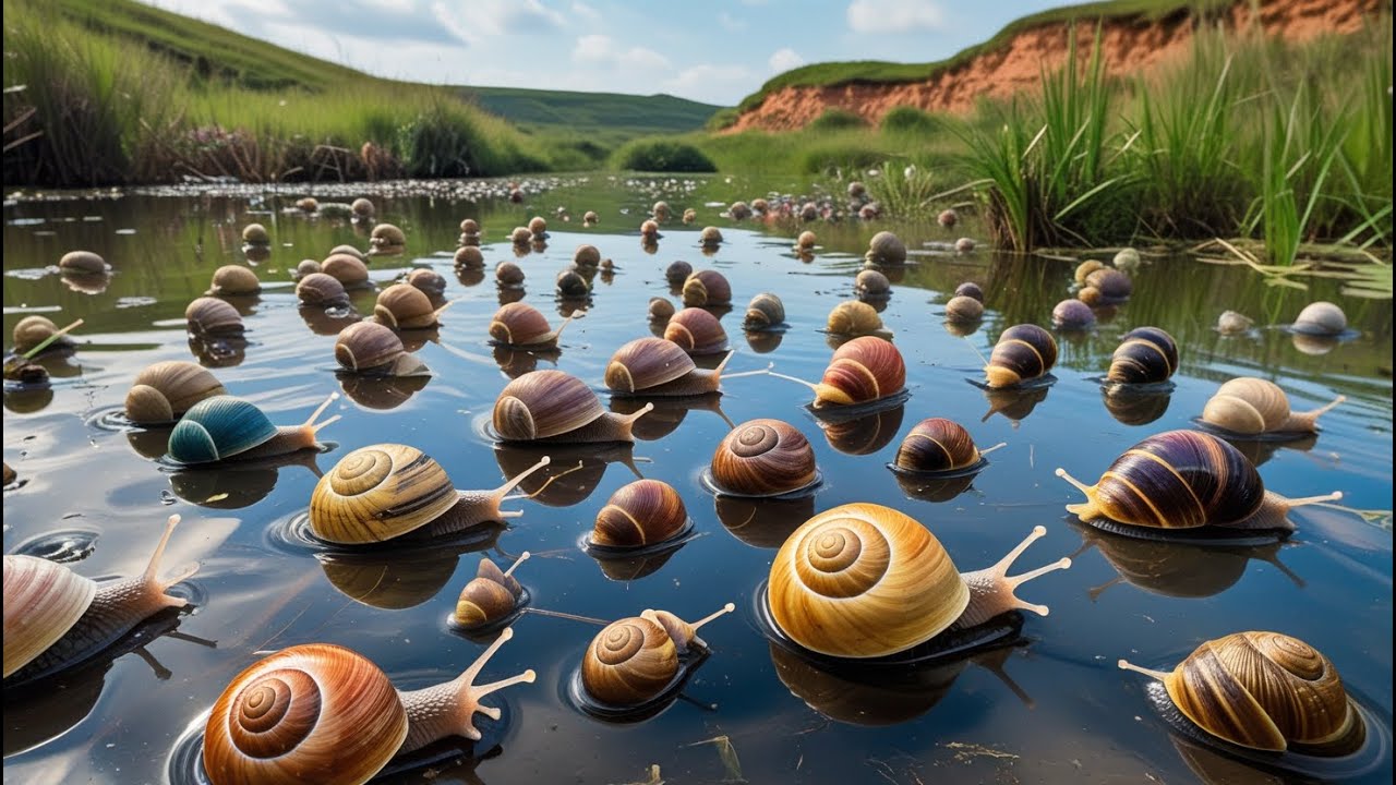 Amazing fishing! a fisherman catch So Many Mystery Snails in the Pond ...
