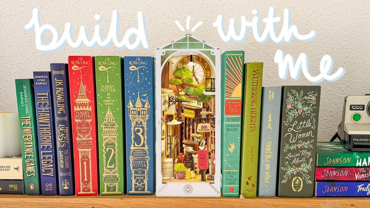 DIY bookend sunshine town book nook 🎨 *build with me* - YouTube