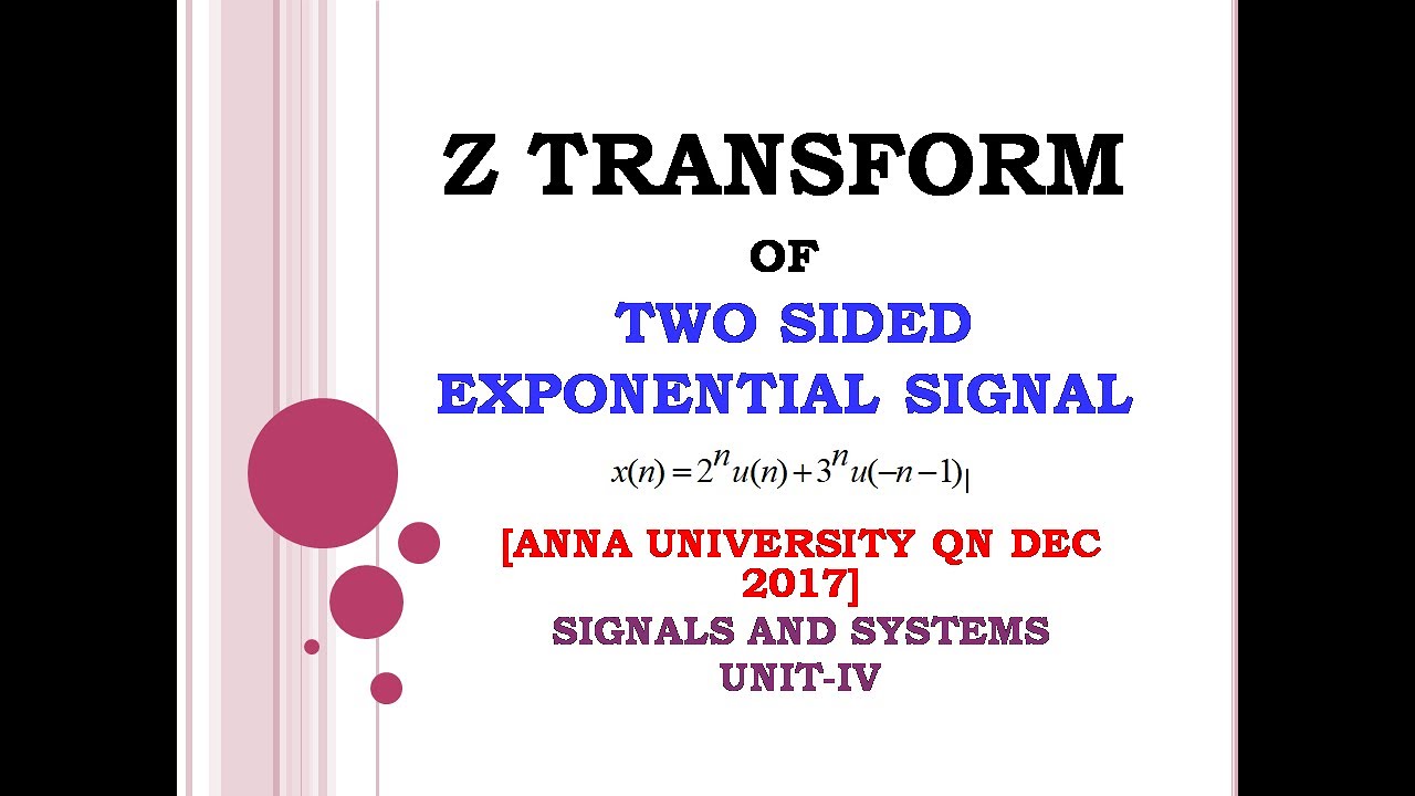 4.23 Z Transform of two sided exponential signal | Z Transform of 2^n u ...