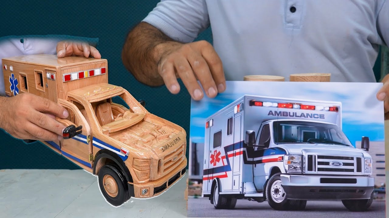 Handcrafted Wooden Ford Ambulance Model — Realistic Woodworking Build ...