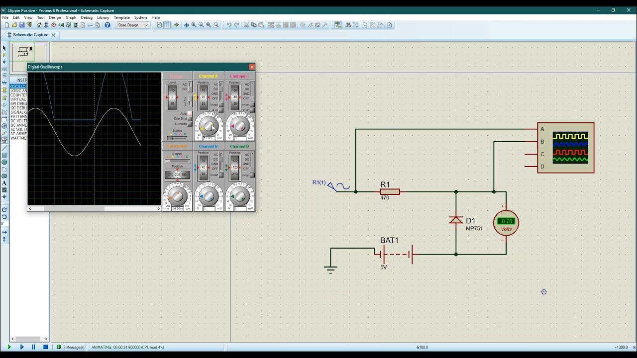 How to Simulate Positive Clipper Circuit in Proteus 8 - YouTube
