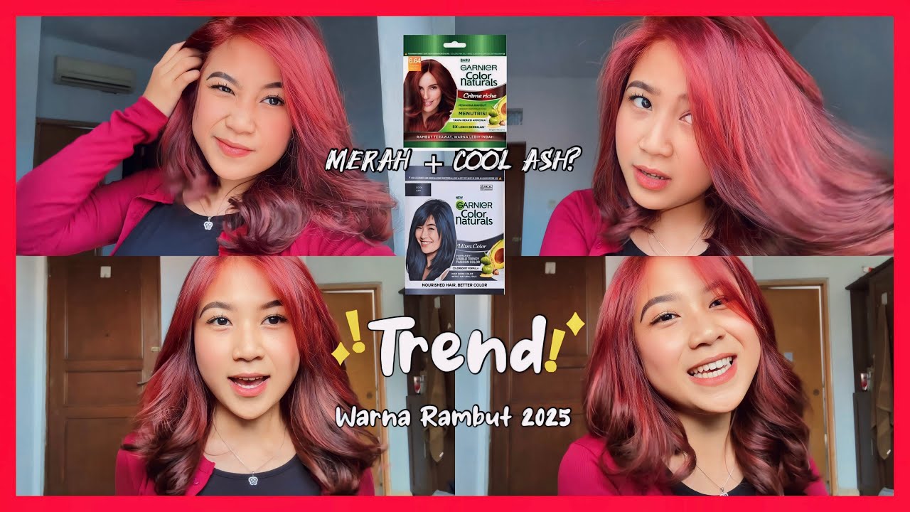 WARNAIN RAMBUT MERAH YANG LAGI TREND 2025 | Garnier Cool Ash + Merah ...