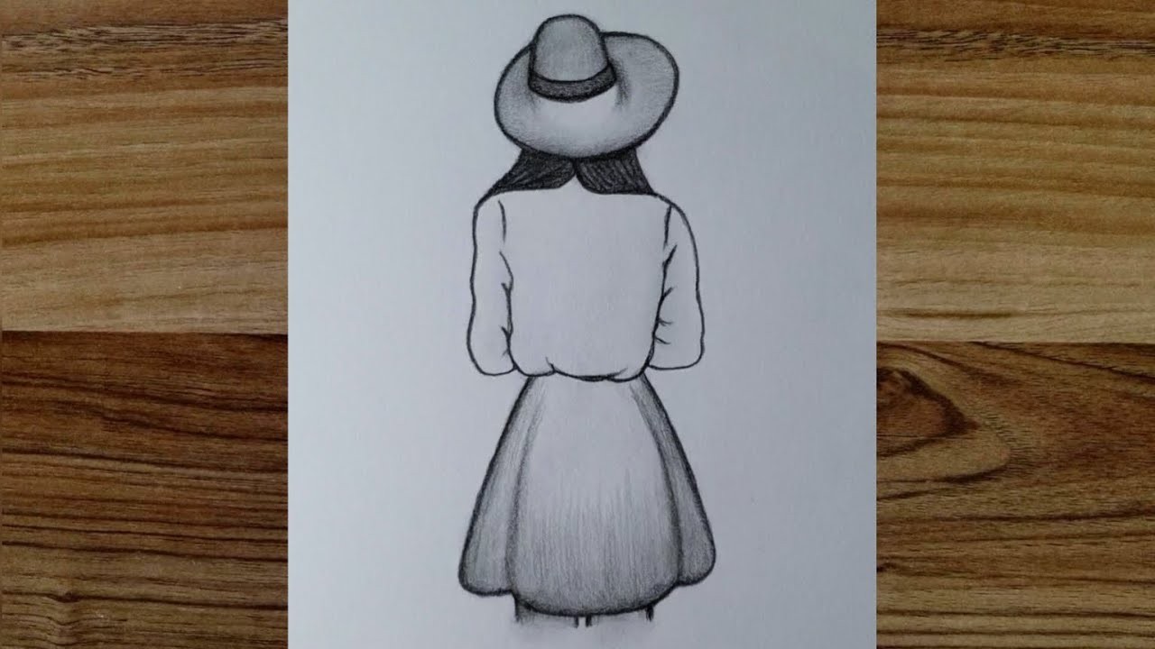 girl from back side drawing | how to draw girl | easy drawing for girls ...