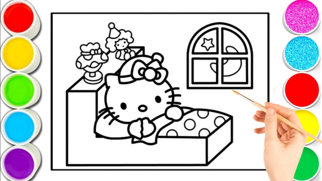 Hello Kitty Bedroom Drawing, Painting, Coloring for Kids and Toddlers ...