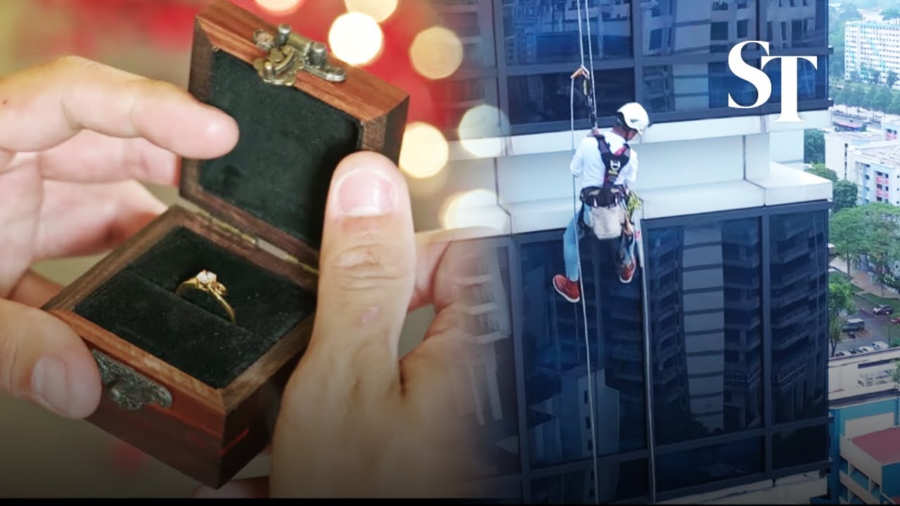 Spider-Man proposal: Putting a ring on it, 17 storeys in the air - YouTube