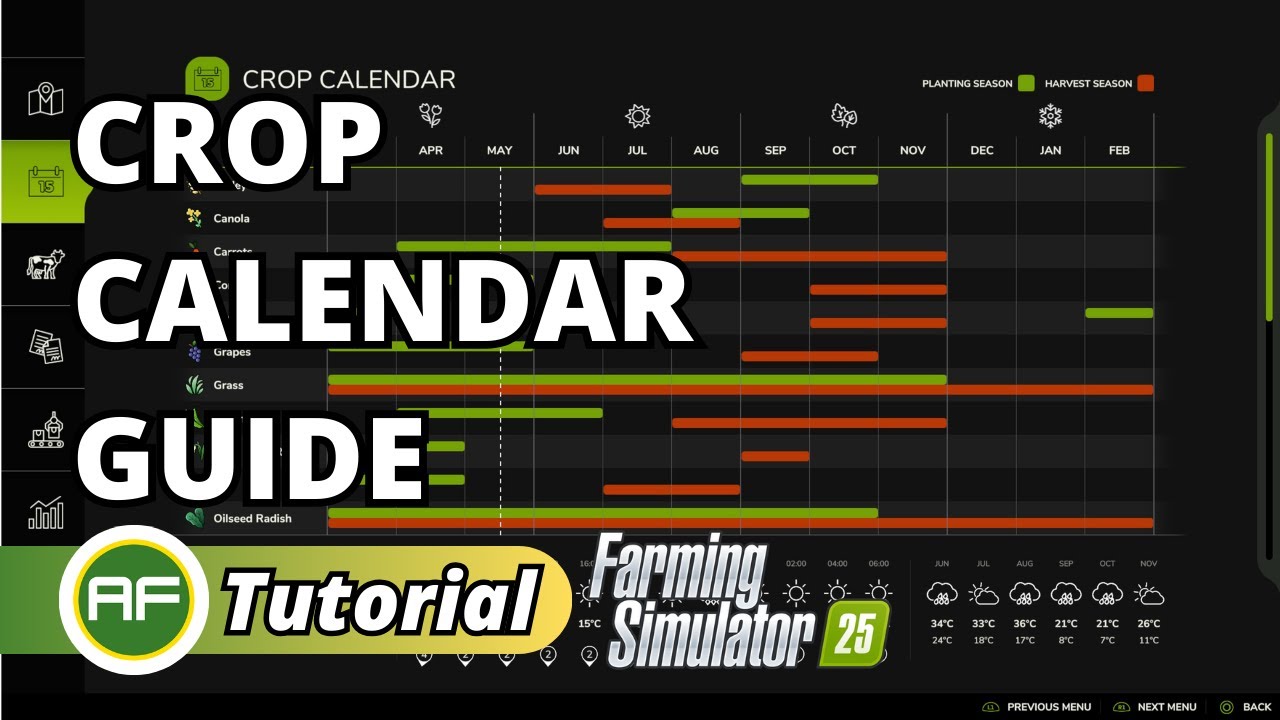 Crop Calendar Menu Guide In Farming Simulator 25 - YouTube