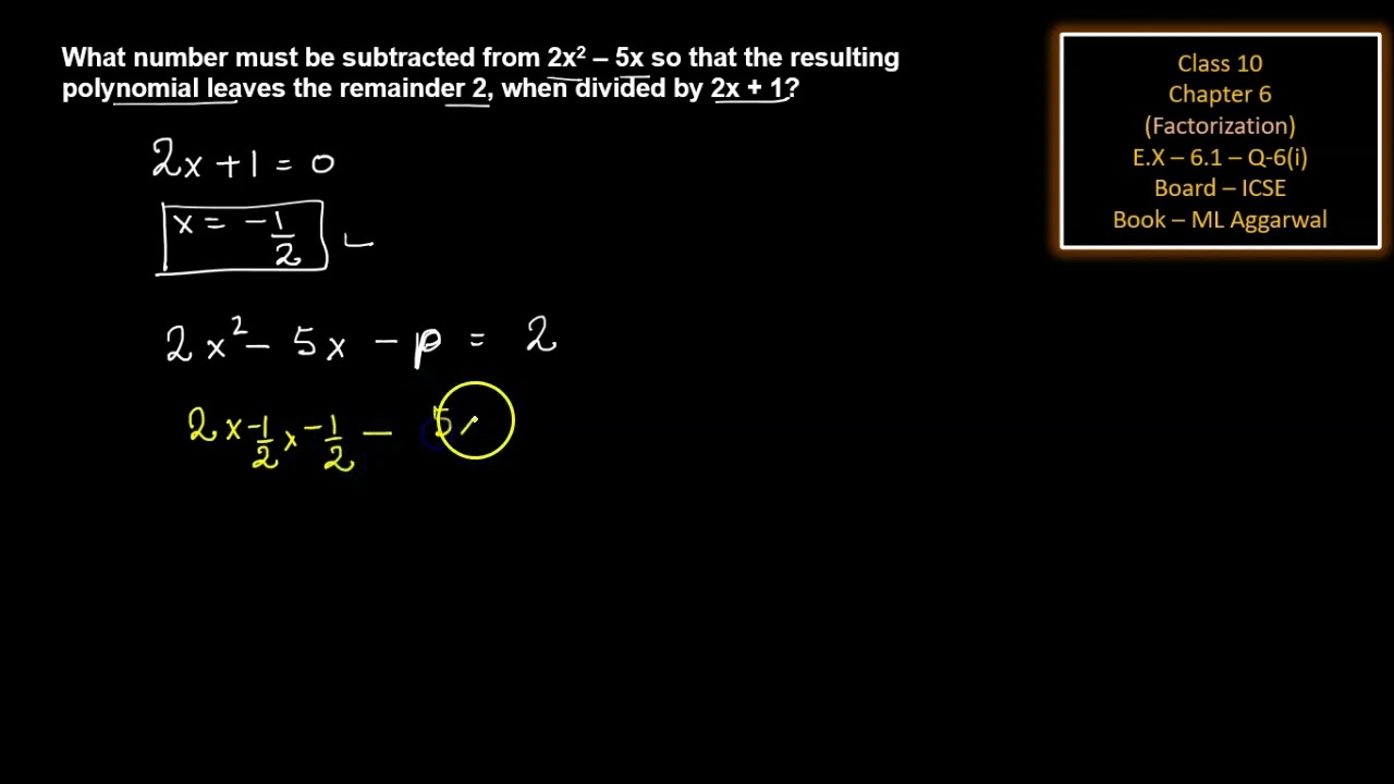 What number must be subtracted from 2x2 – 5x so that the resulting ...