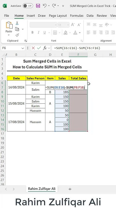 Solved - How to Calculate SUM in Merged Cells in #excel #shorts - YouTube