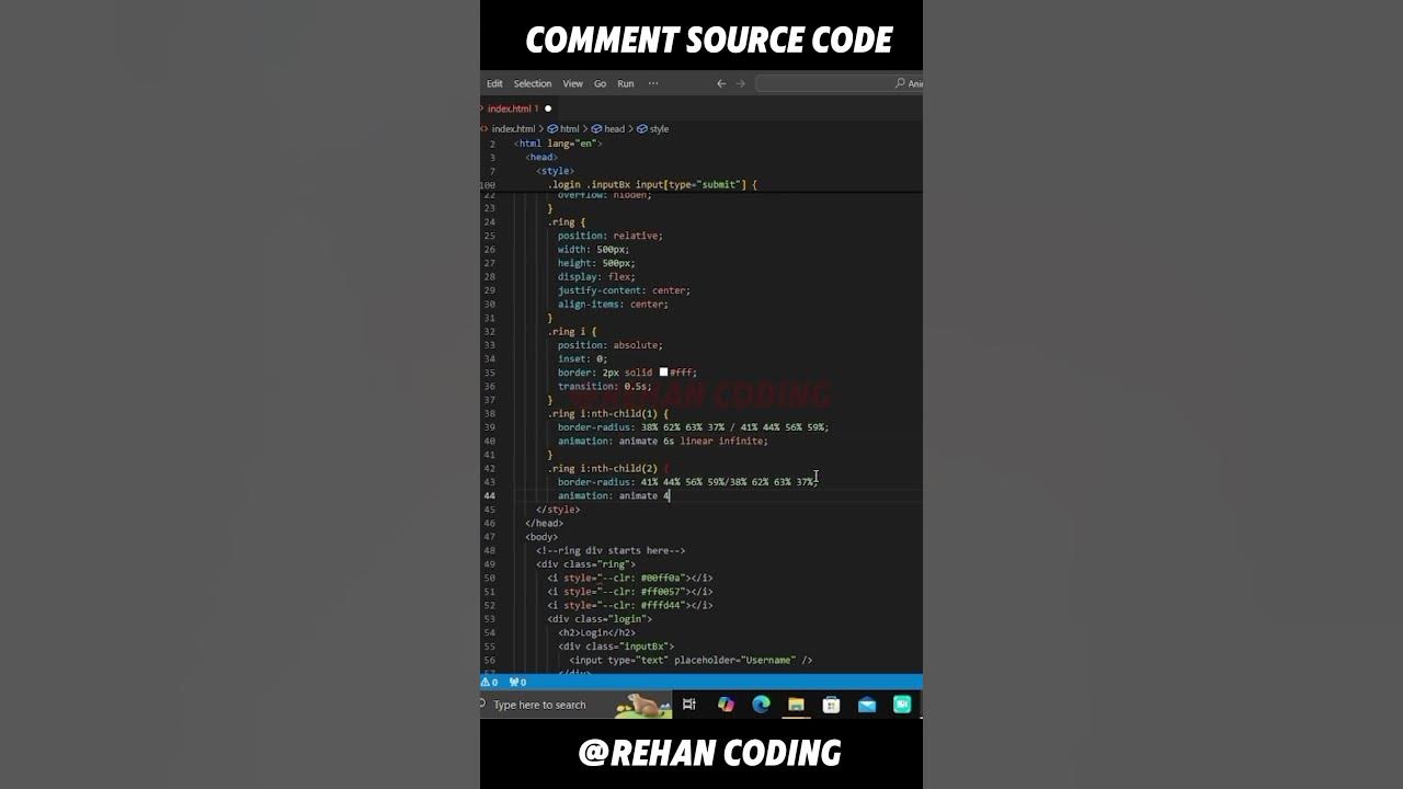 Login Page | Css Animation #rehan #coding #webdeveloper #codingresources #css #html #shorts # ...