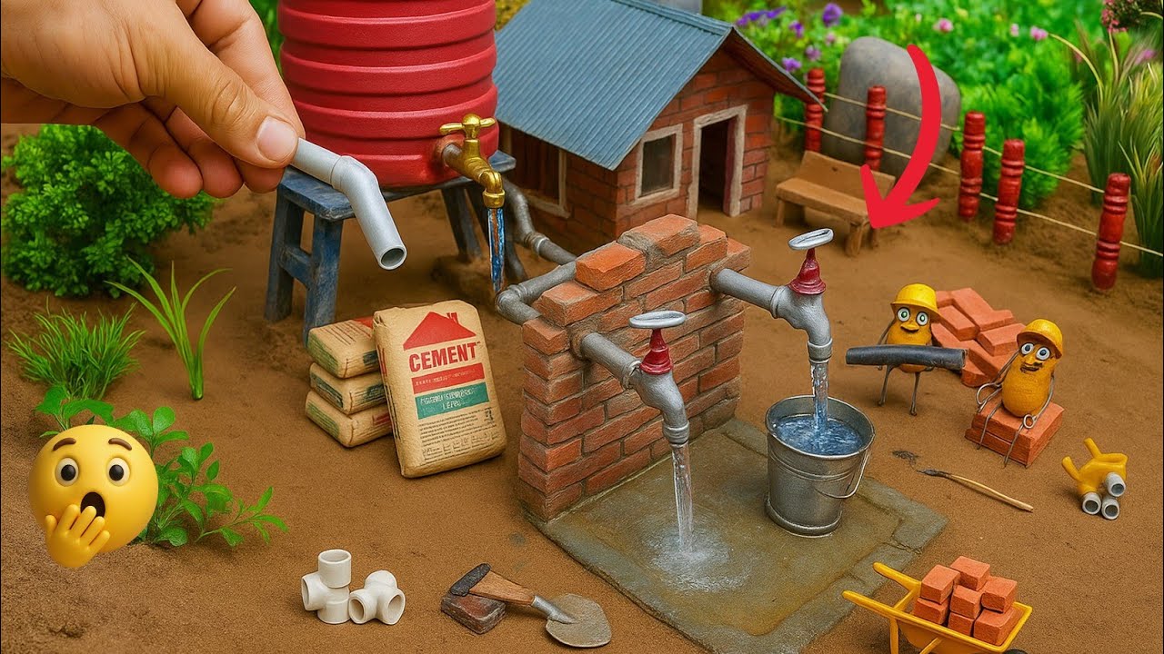 diy mini bricks Water Tap Construction Project //mini construction ...