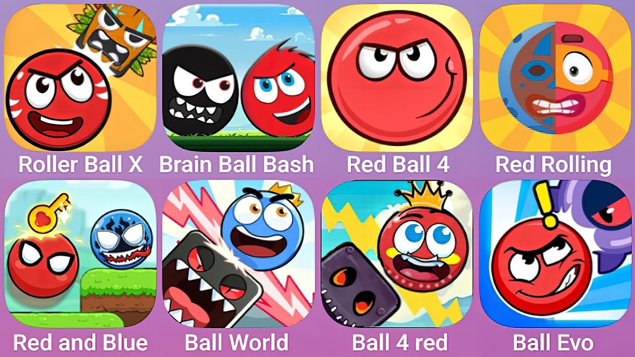 Roller Ball X, Brain Ball Bash, Red Ball 4, Red Rolling Hero and More Red Ball Games Gameplay ...