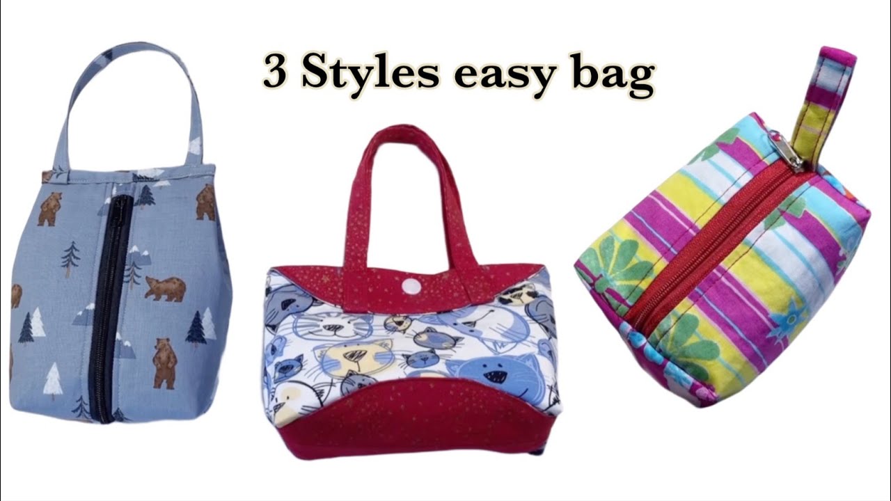 3 Styles easy sewing bag at home | Sewing bag tutorial - YouTube