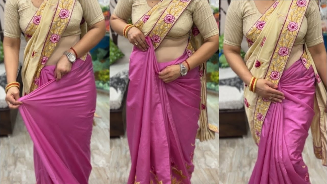 How to wear Silk saree with perfect pleats | Silk saree draping tricks ...