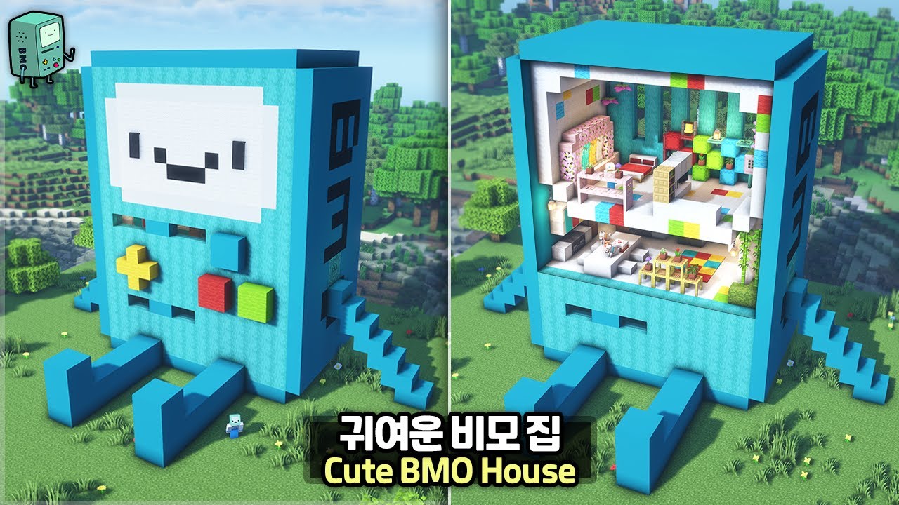 ⛏️ Minecraft Tutorial :: 🎮 Cute BMO statue House 🕹️ [마인크래프트 귀여운 비모 BMO ...